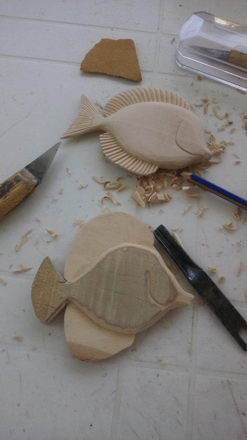 Hawaiian Yellow Tang Fish. Wooden Carved Fish.realistic Carved. Hand ...