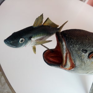 Wood Carved Fish Figure. Wooden Carved Fish. Hunted Fish Sculpture ...