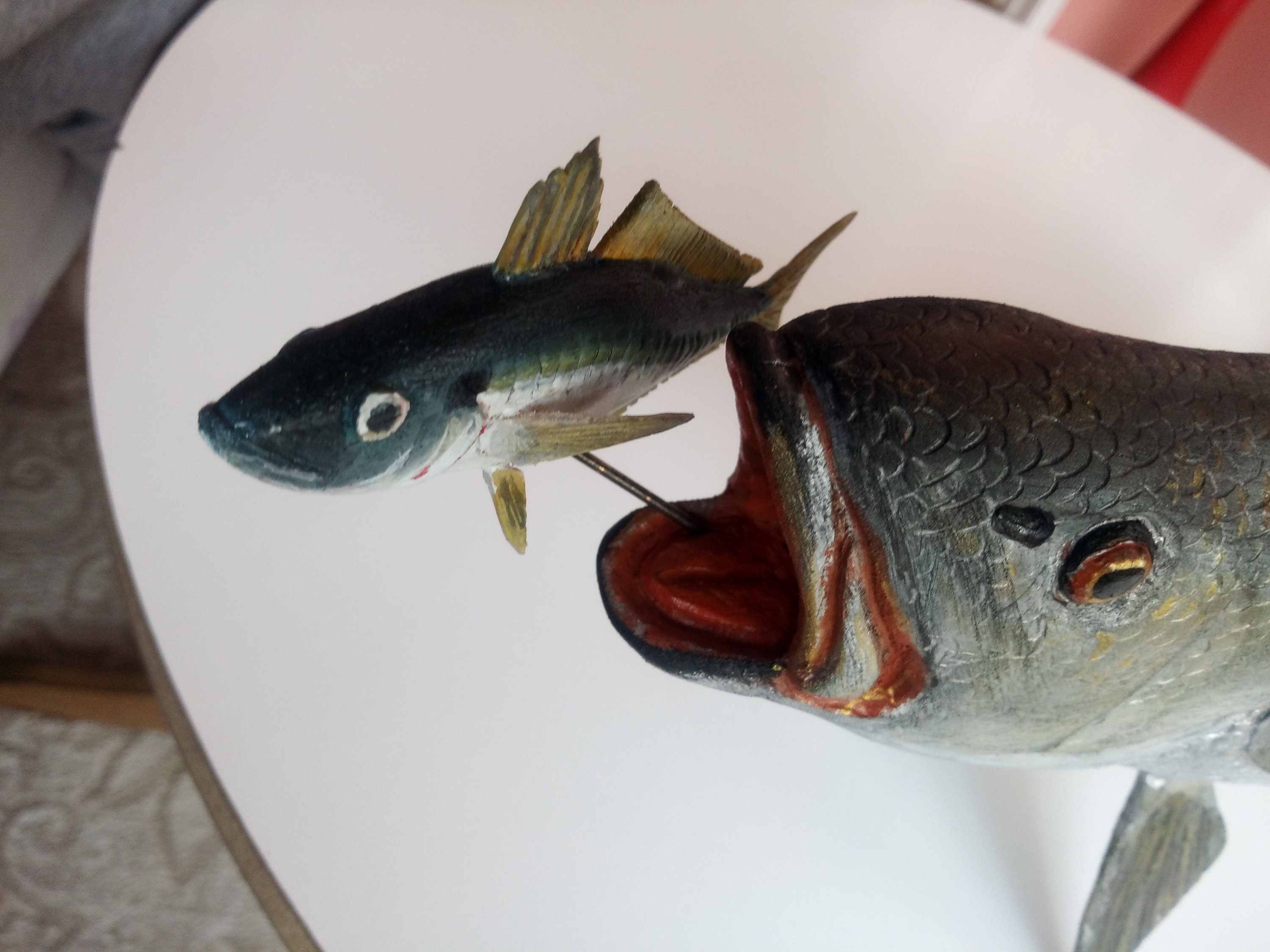 Wood Carved Fish Figure. Wooden Carved Fish. Hunted Fish Sculpture ...