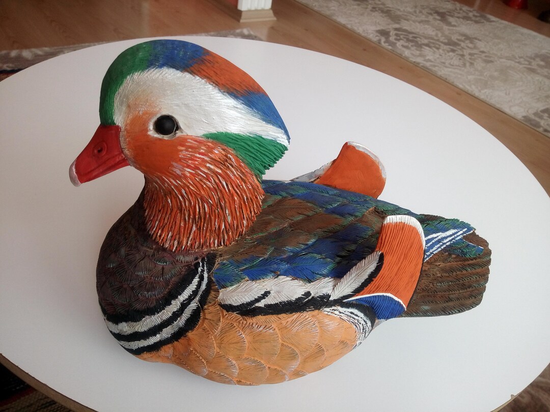 Wood Hand Carved. Mandarin Duck. Wood Carving.hand Carved. Wooden ...
