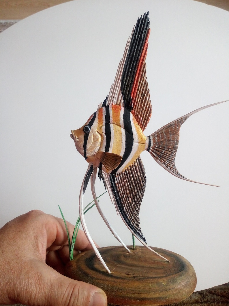 Altum Angelfish. Wooden Angelfish. Hand Carved Fish. Wooden Fish ...
