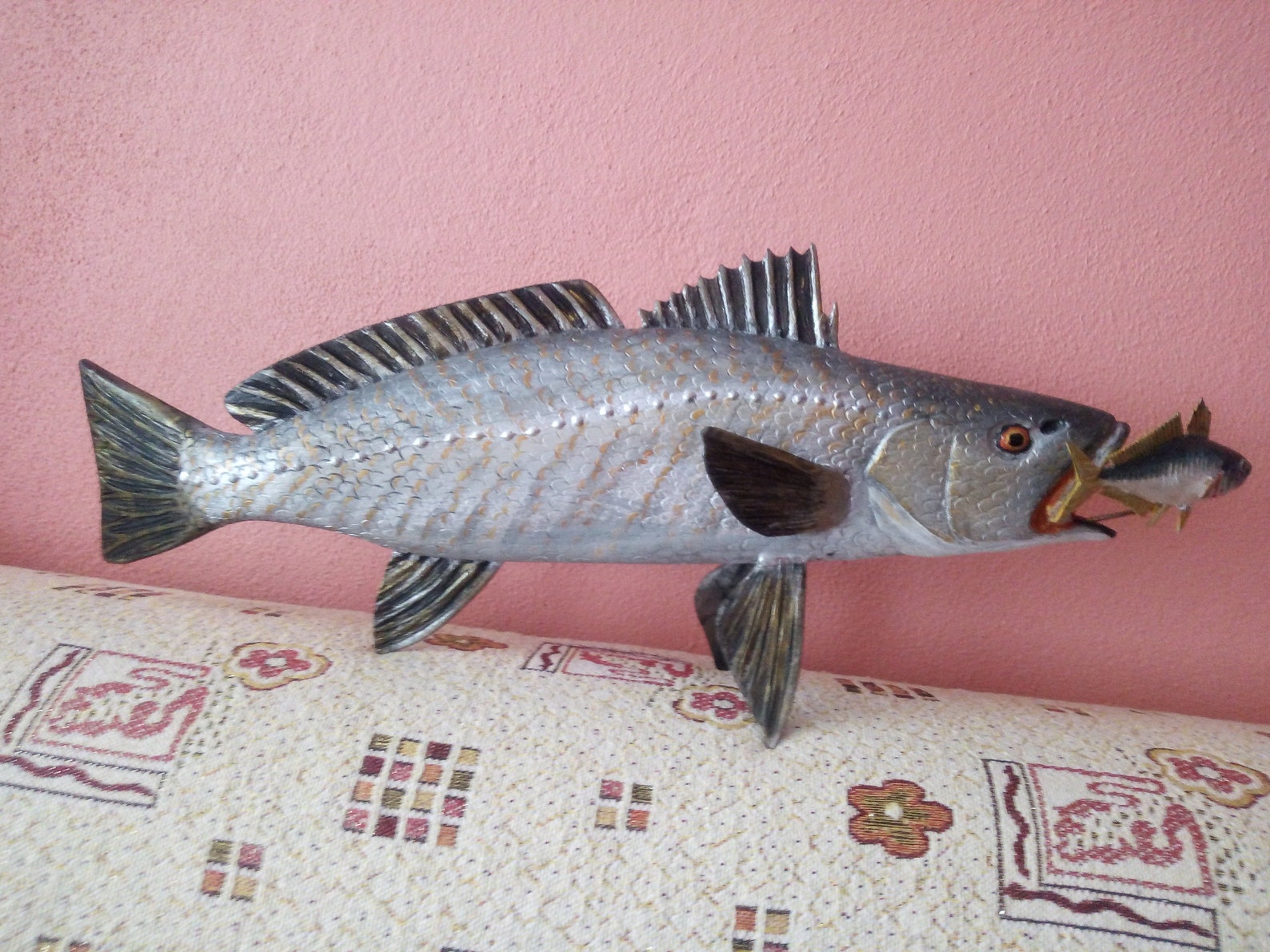 Wood Carved Fish Figure. Wooden Carved Fish. Hunted Fish Sculpture ...