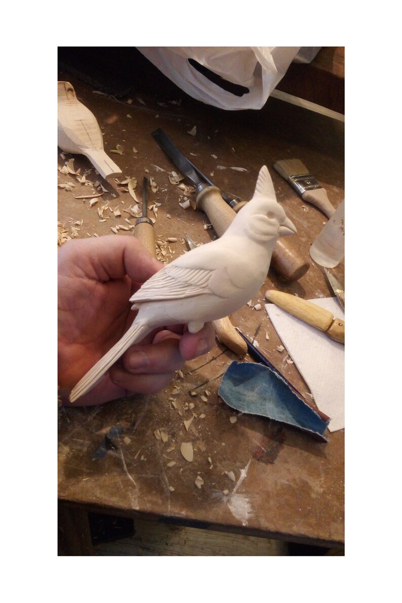 North Cardinal Pair. Wood Carved Cardinal Bird. Wooden Bird Sculpture ...