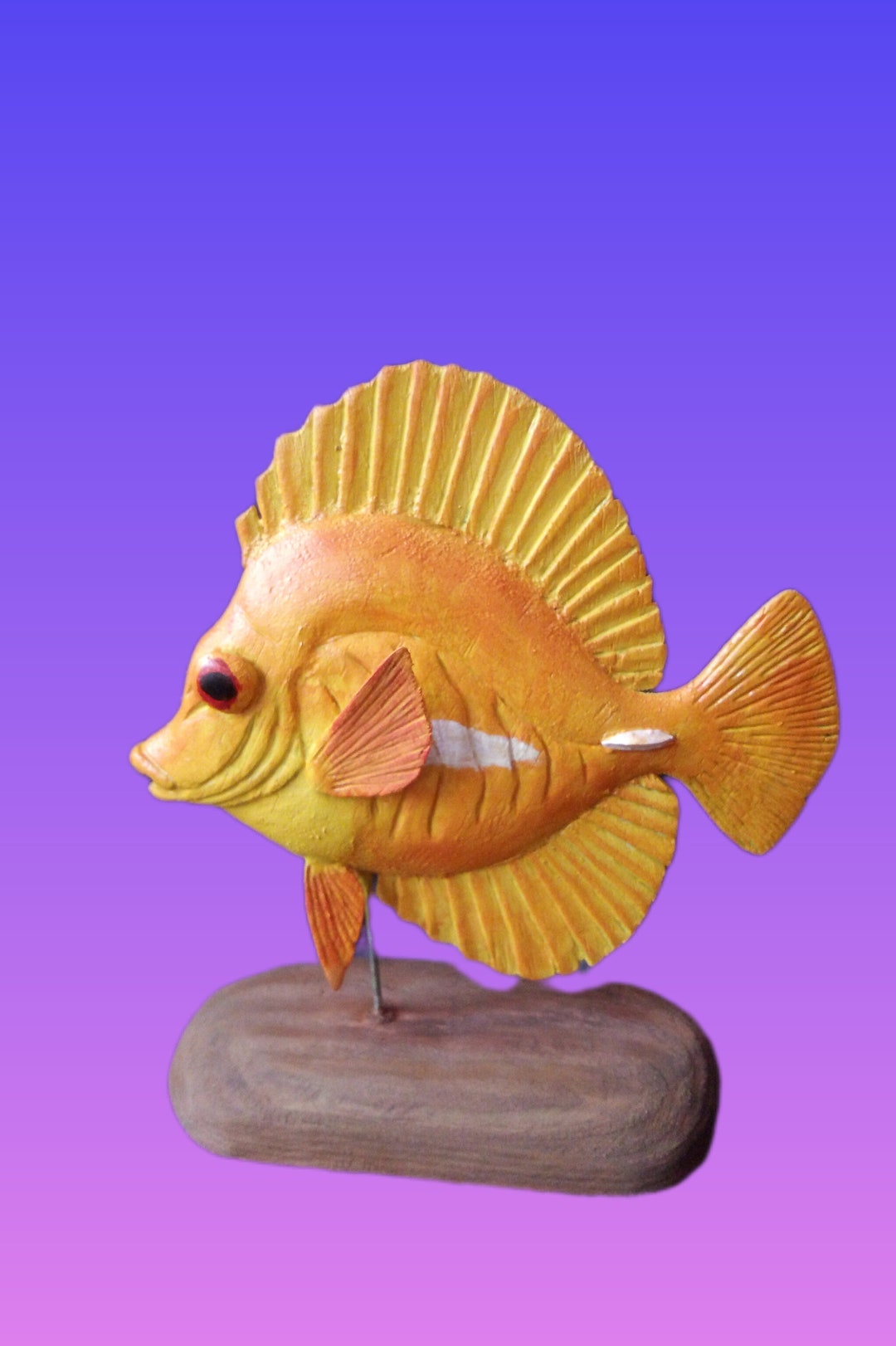 Hawaiian Yellow Tang Fish. Wooden Carved Fish.realistic Carved. Hand ...