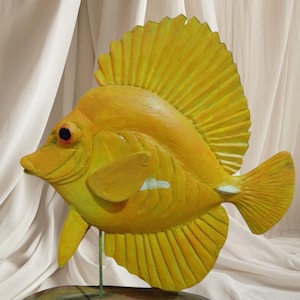 Hawaiian Yellow Tang Fish. Wooden Carved Fish.realistic Carved. Hand ...