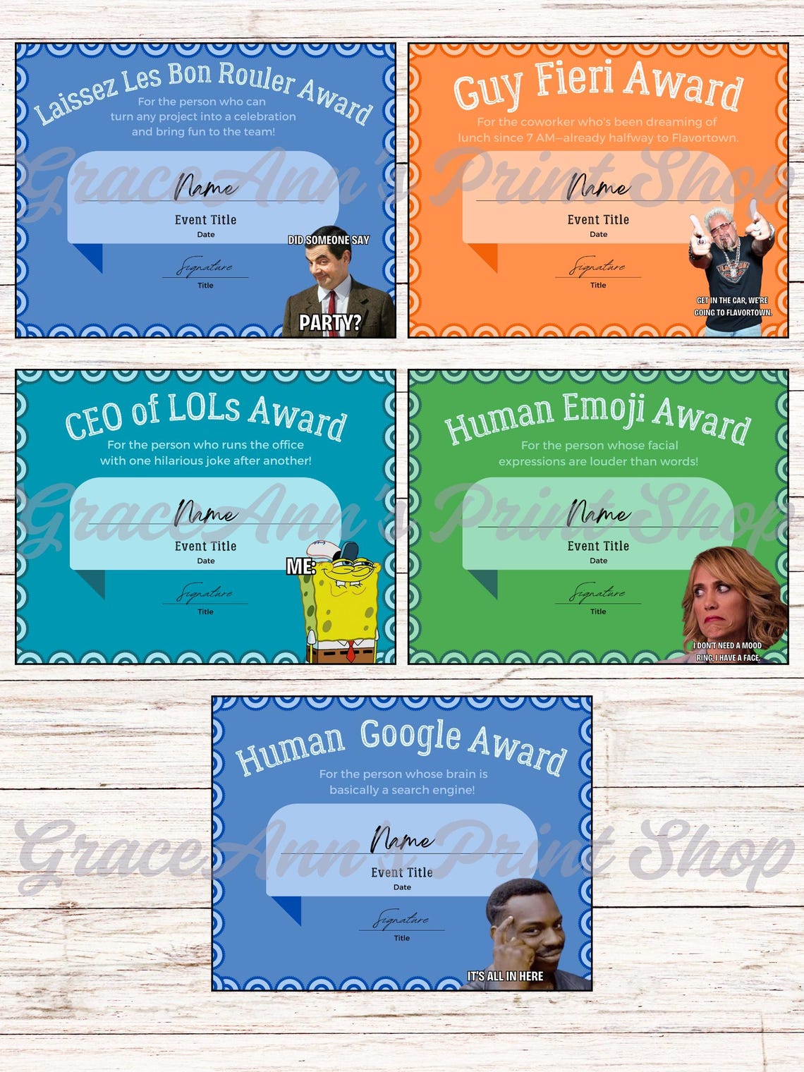 Employee /teacher/ Staff Award Certificates/ Superlatives ...