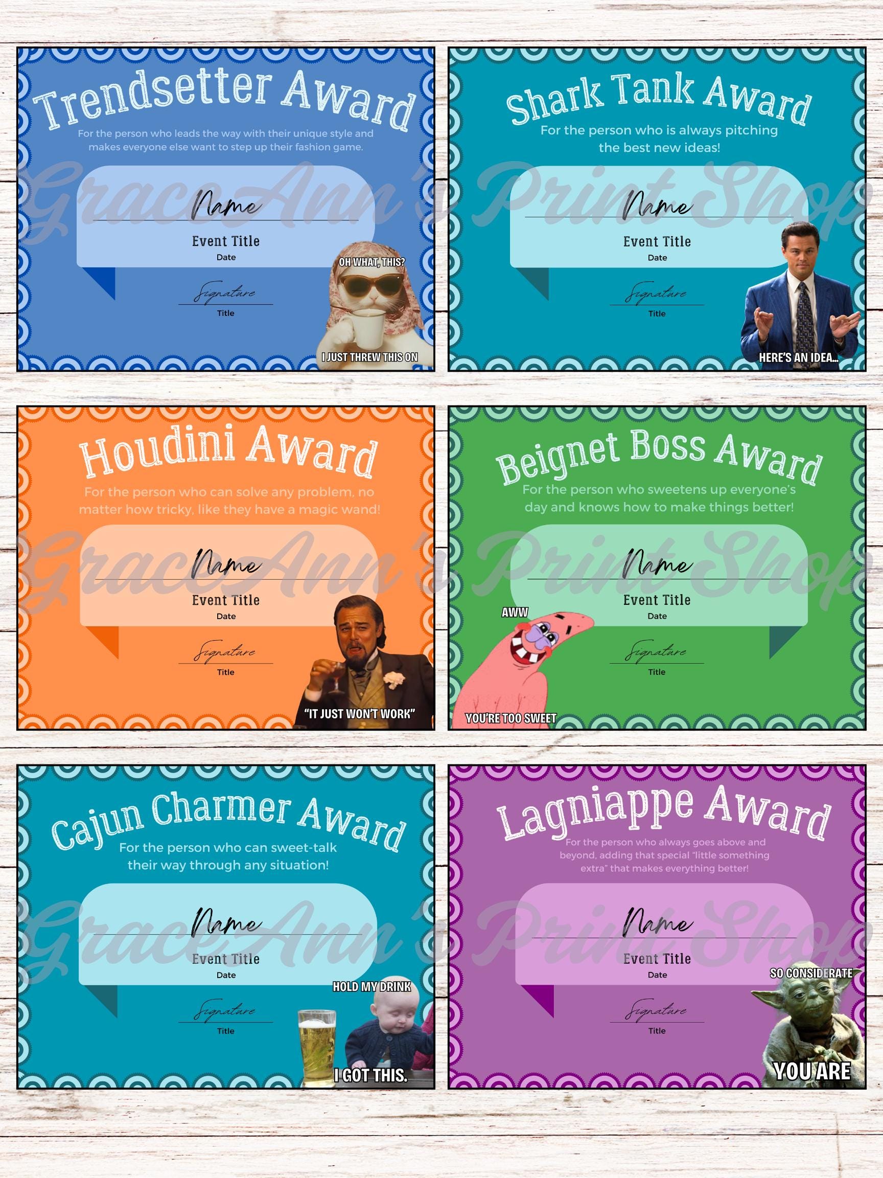 Employee /teacher/ Staff Award Certificates/ Superlatives ...