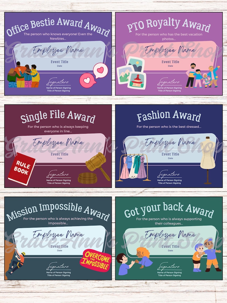 Employee / Staff Award Certificates - Etsy