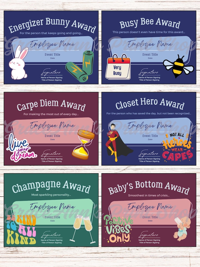 Employee / Staff Award Certificates - Etsy