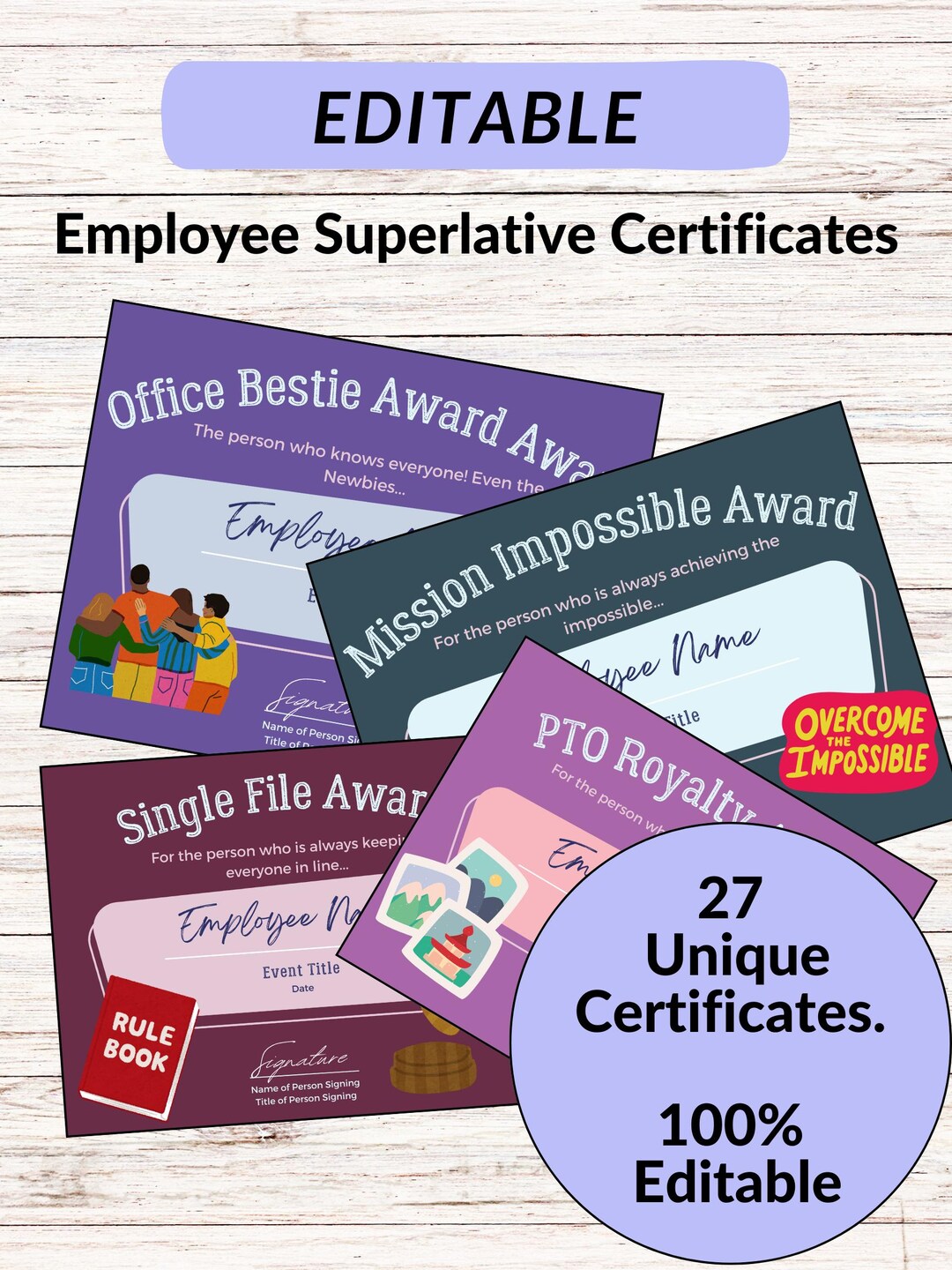Employee / Staff Award Certificates - Etsy