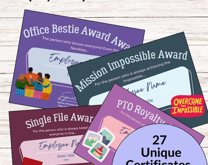 101 Funny Office Employee Awards - Work Party, Certificates, Printable ...