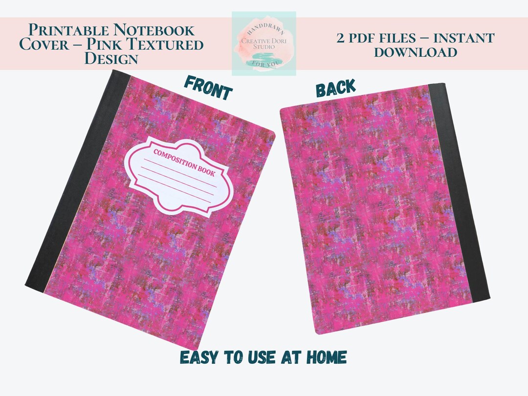 Printable Pink Abstract Texture Notebook Cover, Composition Book PDF ...