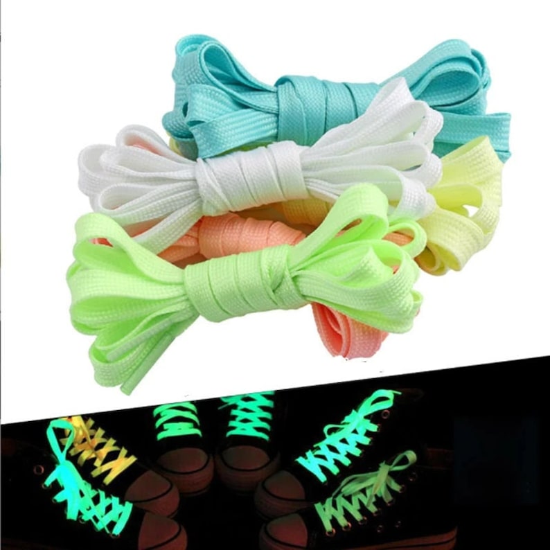 Glow in the Dark Shoelaces: Fluorescent Flat Shoe Laces - Etsy