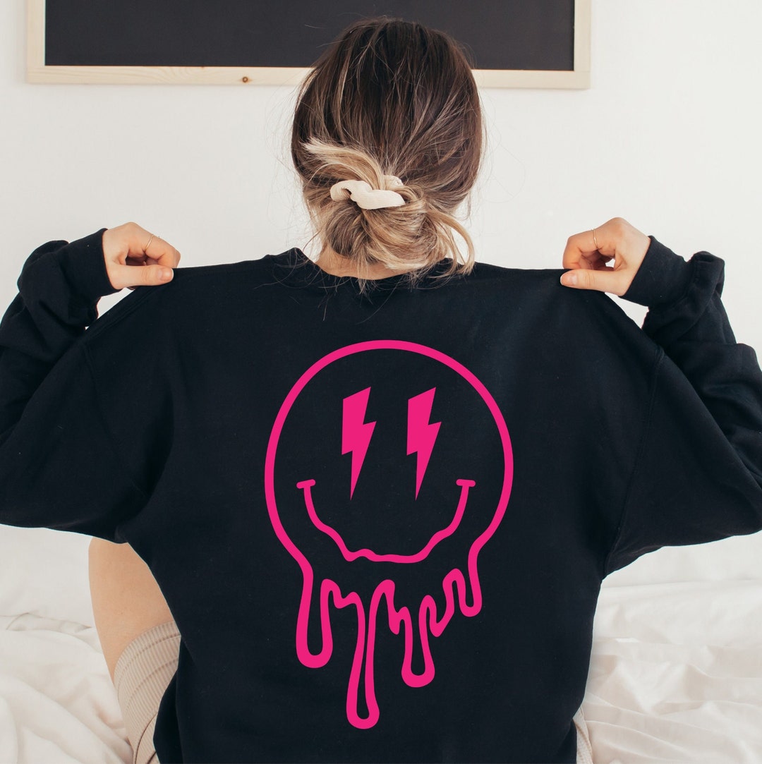 Melting Smiley Face Sweatshirt, Crewneck for Her, Trendy Sweatshirt ...
