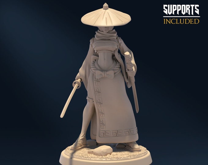 Female Samurai Ronin Miniature for Dungeons and Dragons | Moonshine ...