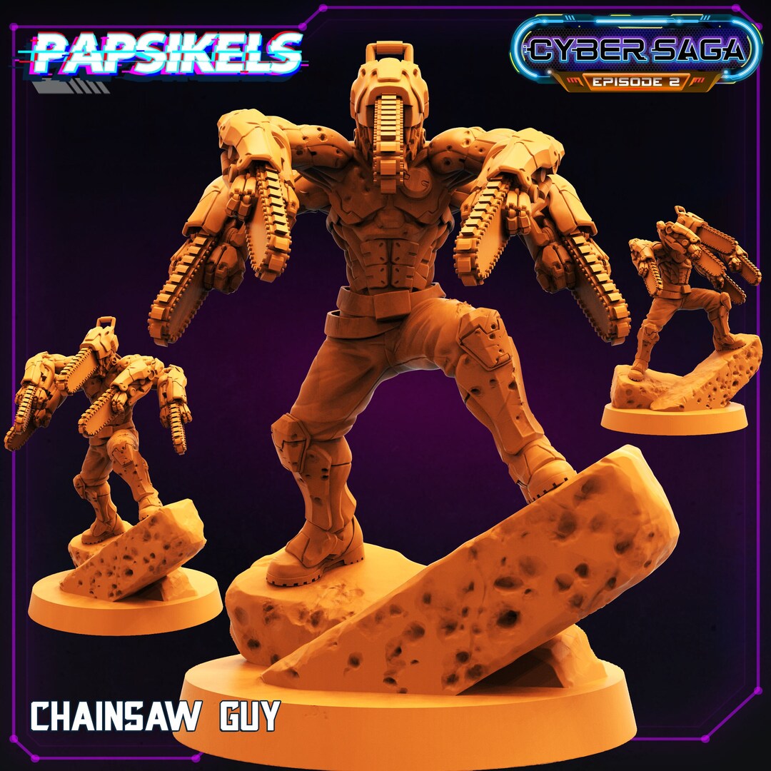 Chainsaw Guy Miniature Cyberpunk Miniature Cyber Psycho for Ttrpg ...