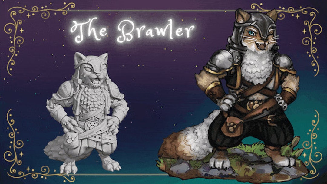 Tabaxi Dungeons and Dragons Miniature Dnd Tabaxi Fighter Miniature for ...