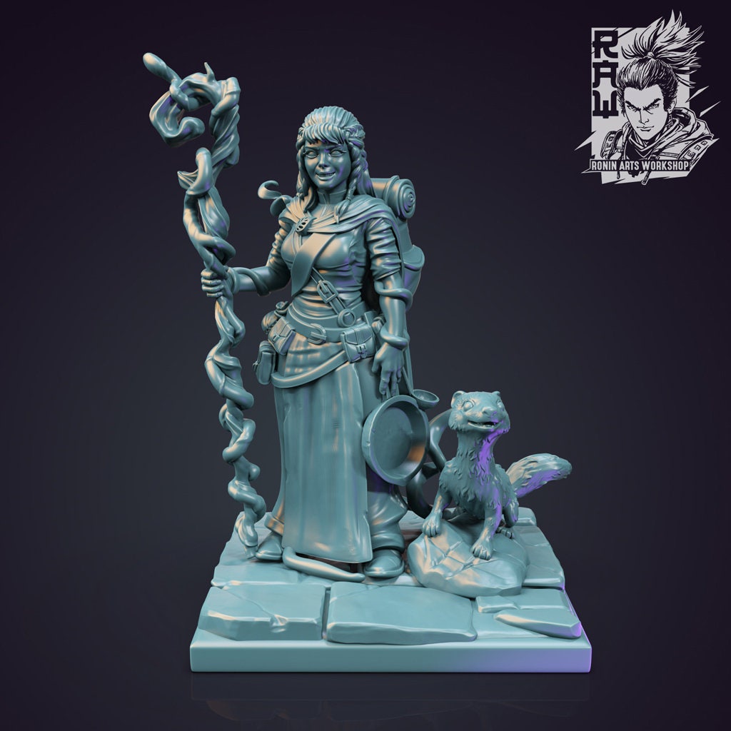 Female Halfing Druid 32mm Dnd Miniature - Etsy
