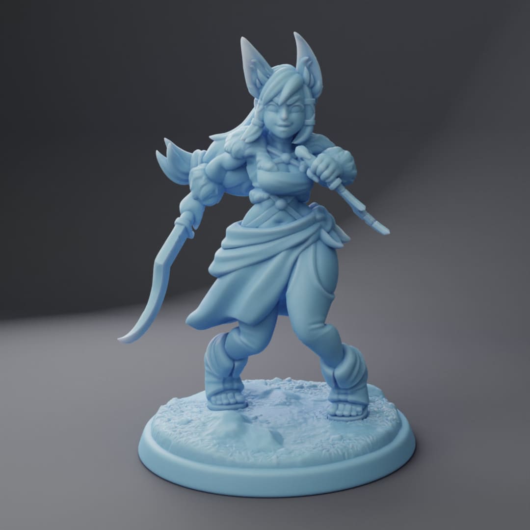 Fox Girl Dungeons and Dragons Miniature | Kitsune | Dnd Miniature | Dnd ...