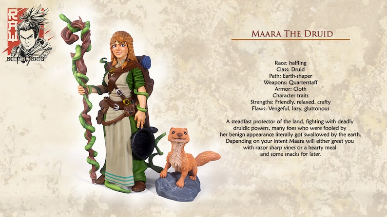 Female Halfing Druid 32mm Dnd Miniature - Etsy