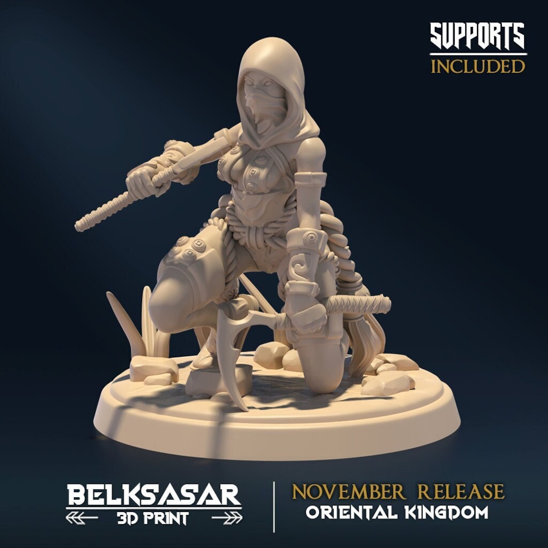 Kunoichi Dungeons and Dragons Miniature Dnd Female Ninja Oriental ...