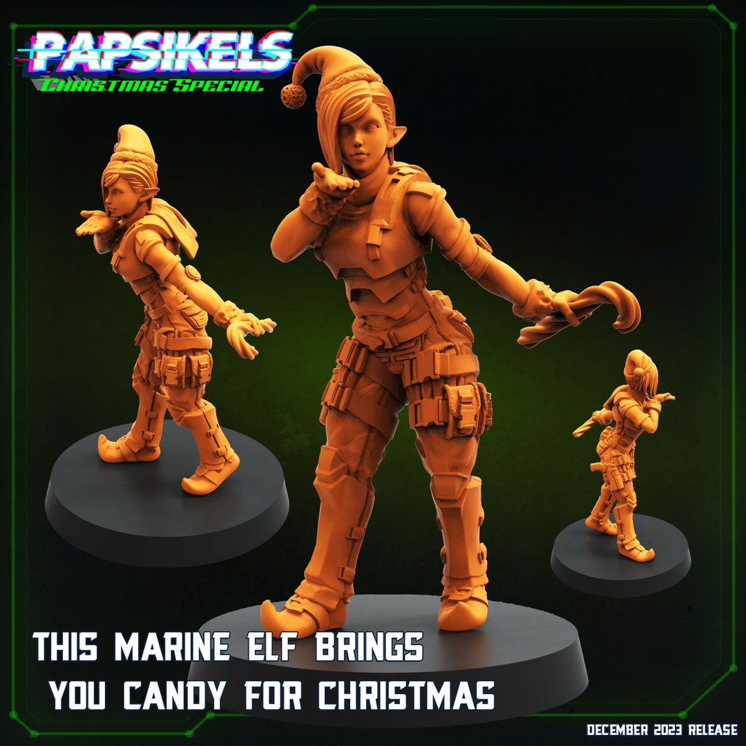 Christmas Elf Marine Miniature Female Elf Miniature for Dnd Dungeons ...