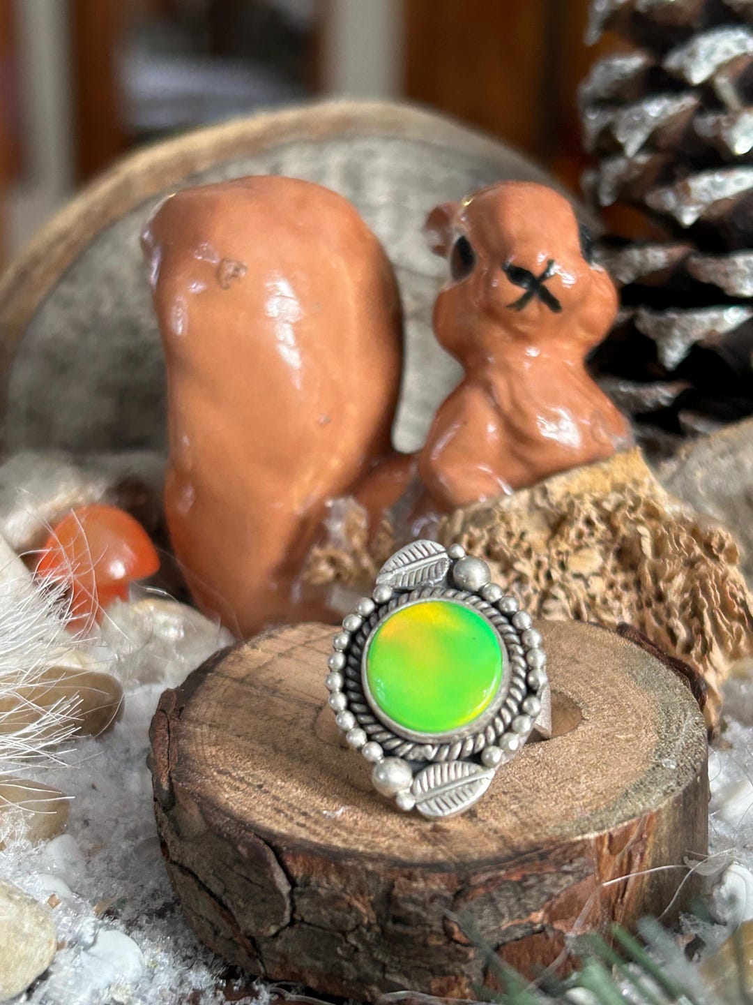 925 Sterling Aurora Opal Size 7 Adj Ring - Etsy