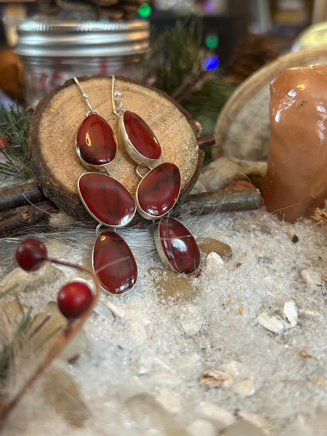 925 Sterling Vintage Fabulous Mexico Jasper Earrings - Etsy