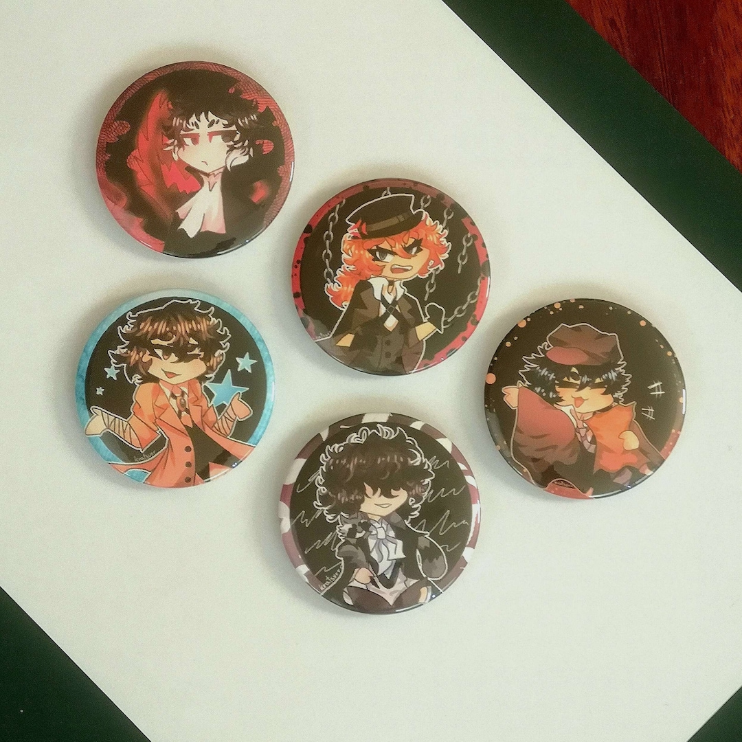 BSD Bungou Stray Dogs Pins - Osamu Dazai, Nakahara Chuuya, Edgar Allan ...