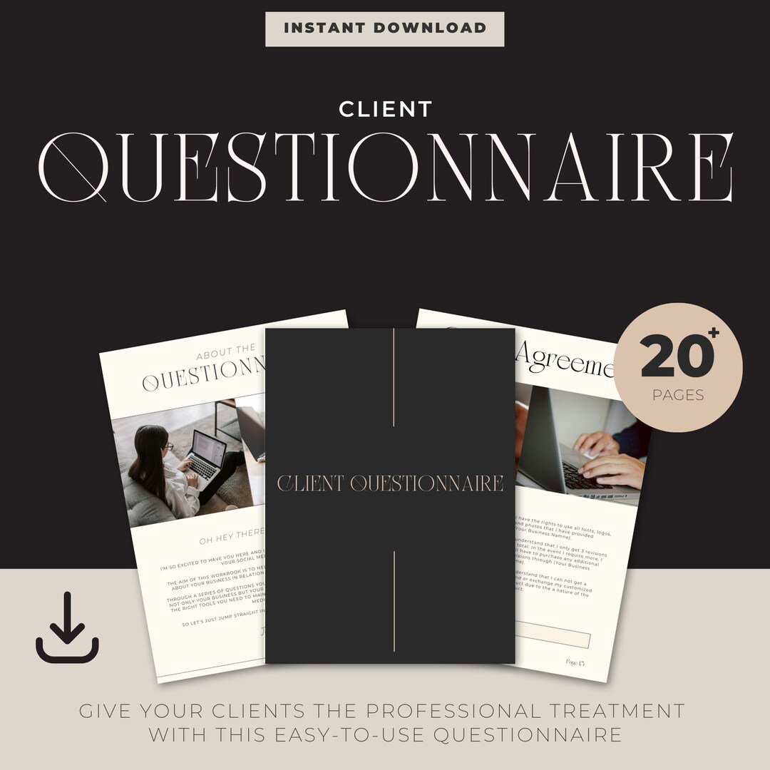 Client Questionnaire | Canva | Onboarding Template, Editable Q&A, Sop's ...