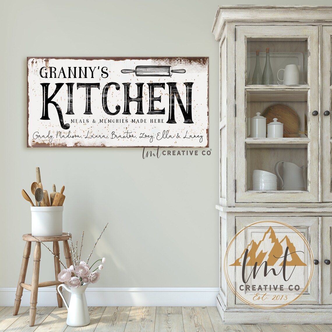 Grandmas Kitchen Sign Personalized Farmhouse Wall Art Custom Kitchen ...