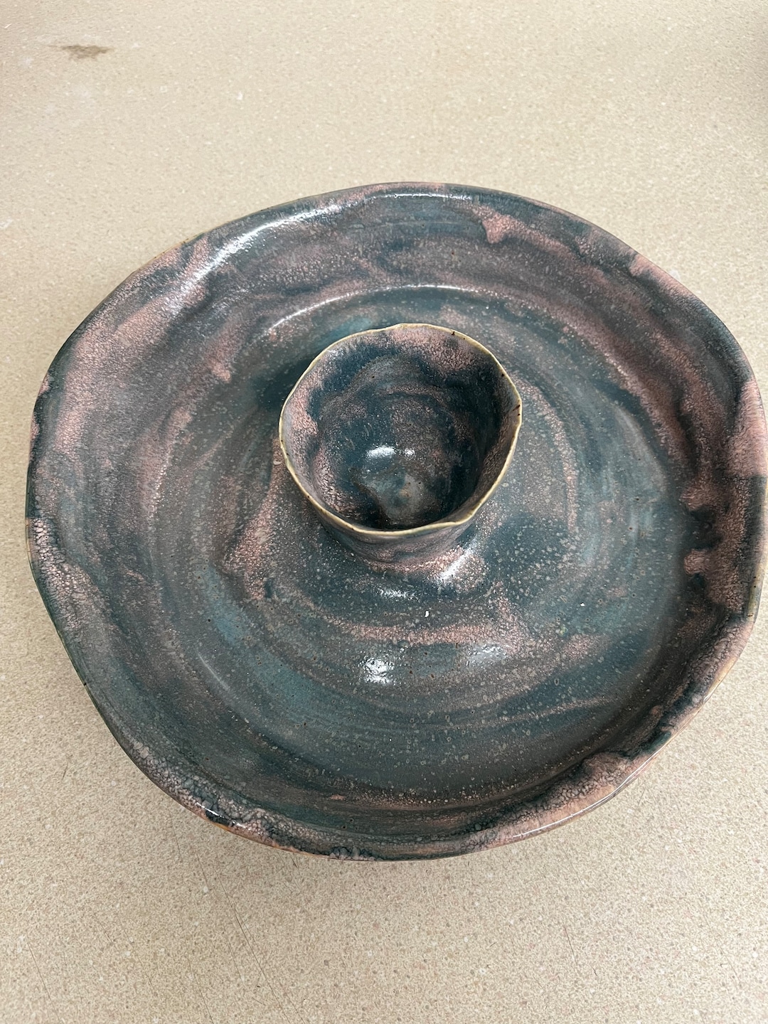 Small Chip and Dip Pottery Bowl for Two - Etsy
