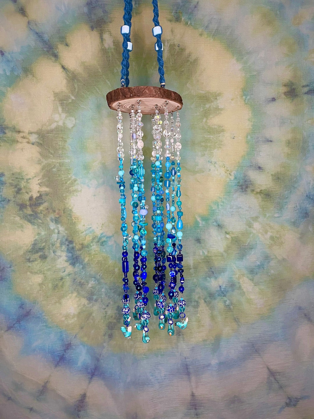 Bluebird Ombre Bohemian Suncatcher | Beaded Sun Catcher | Boho Decor ...