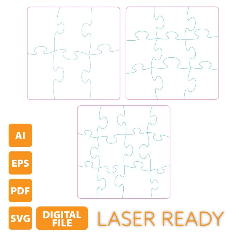 12 Piece Puzzle Template - Etsy