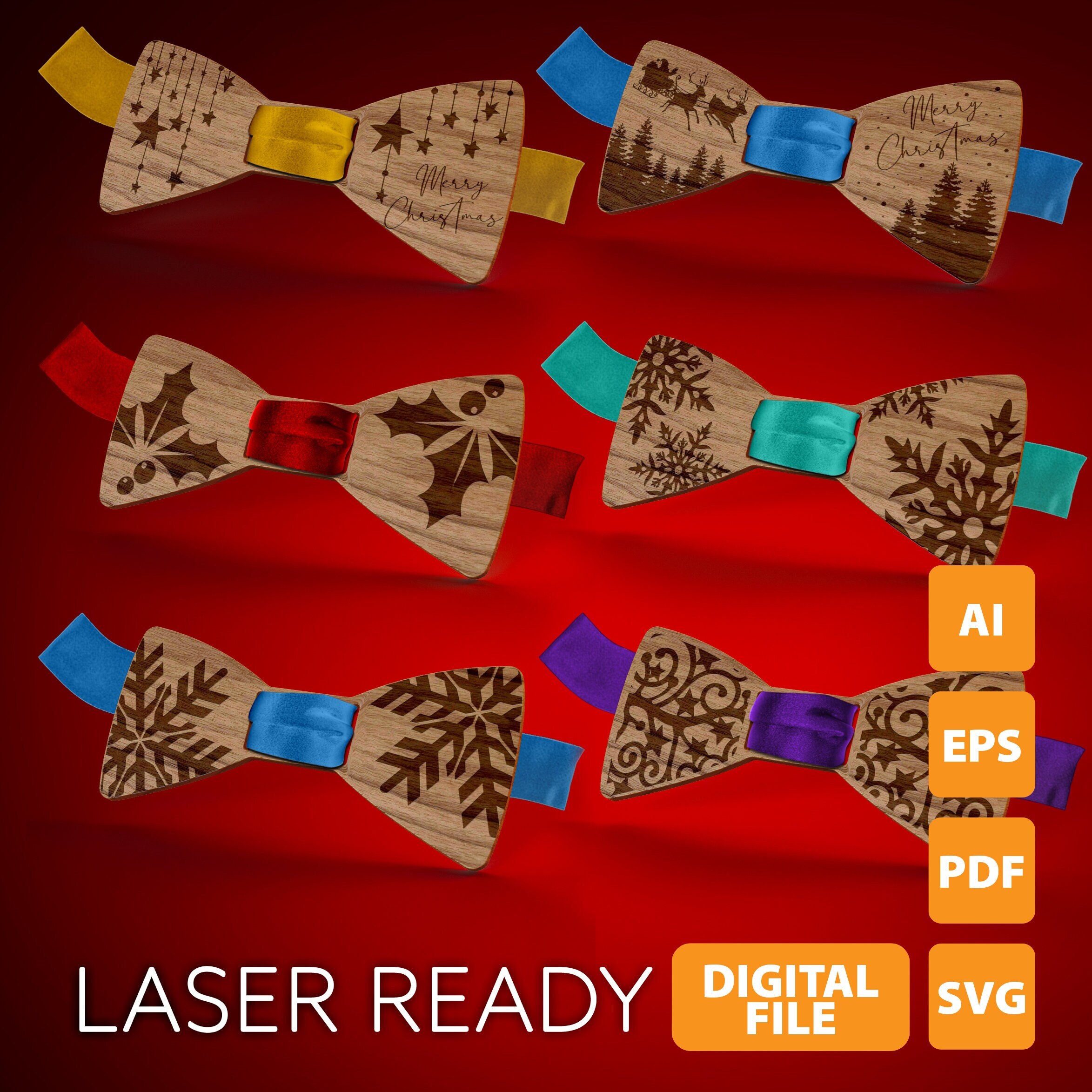 DIGITAL FILE - 6 Pack Christmas Bowties Vol 5 - Etsy
