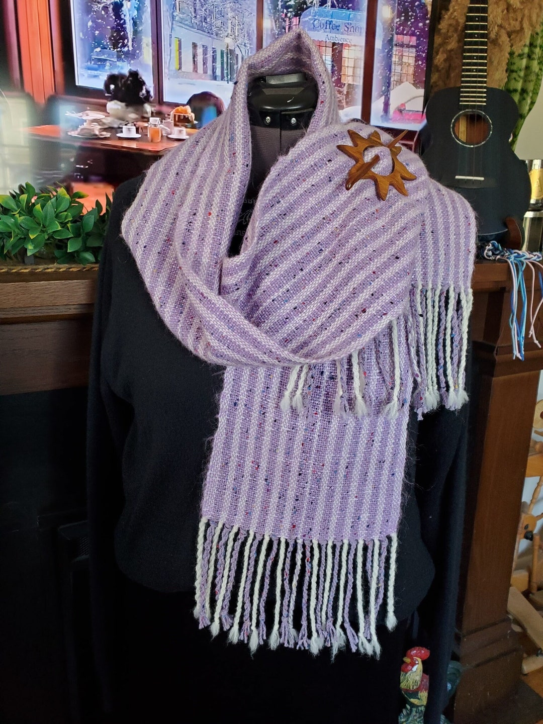 Purple Winter Scarf/handwoven 100% Wool Handmade Scarf/women's Wool ...