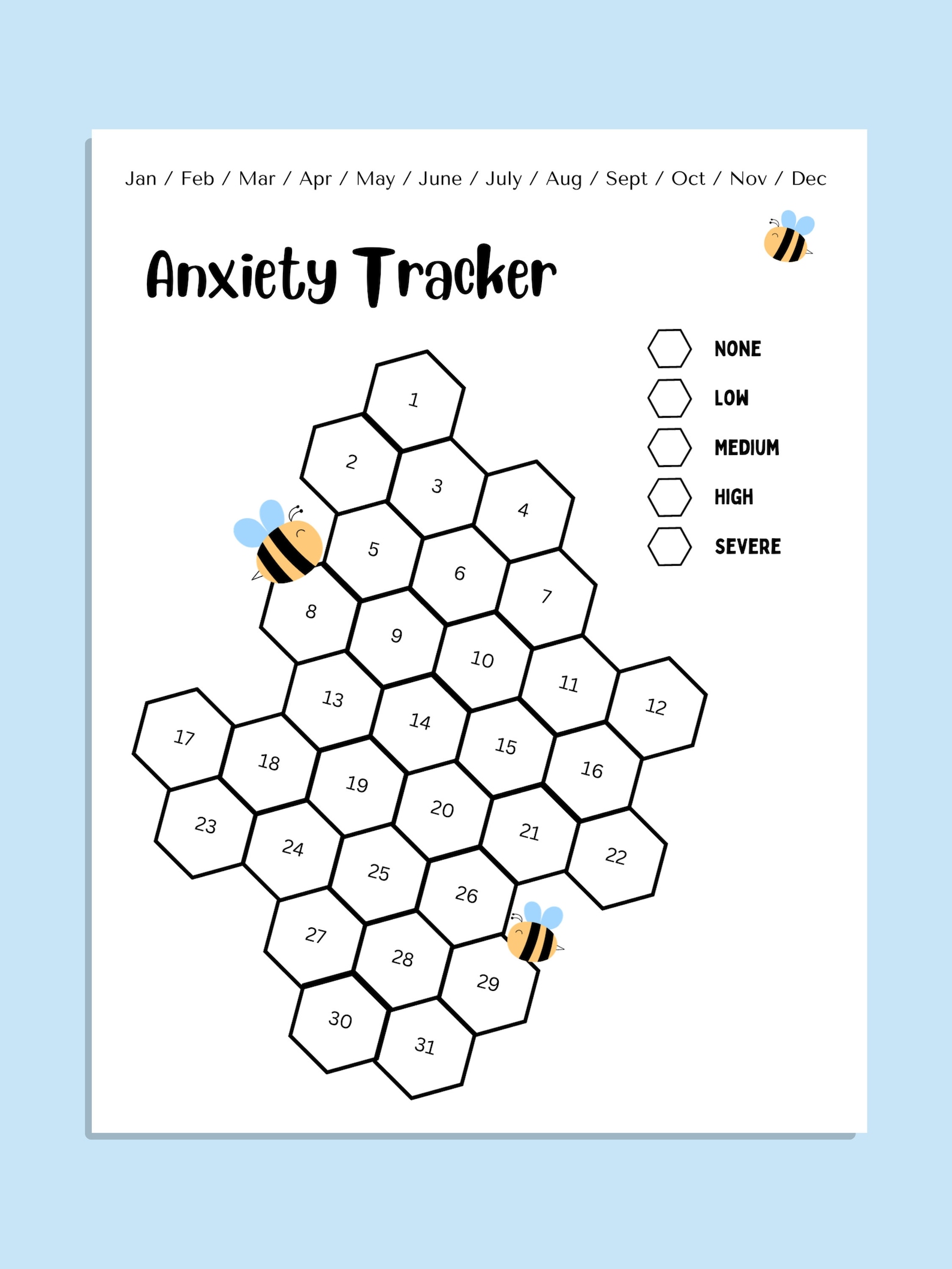 Anxiety Tracker for Kids Printable Template Track Daily - Etsy