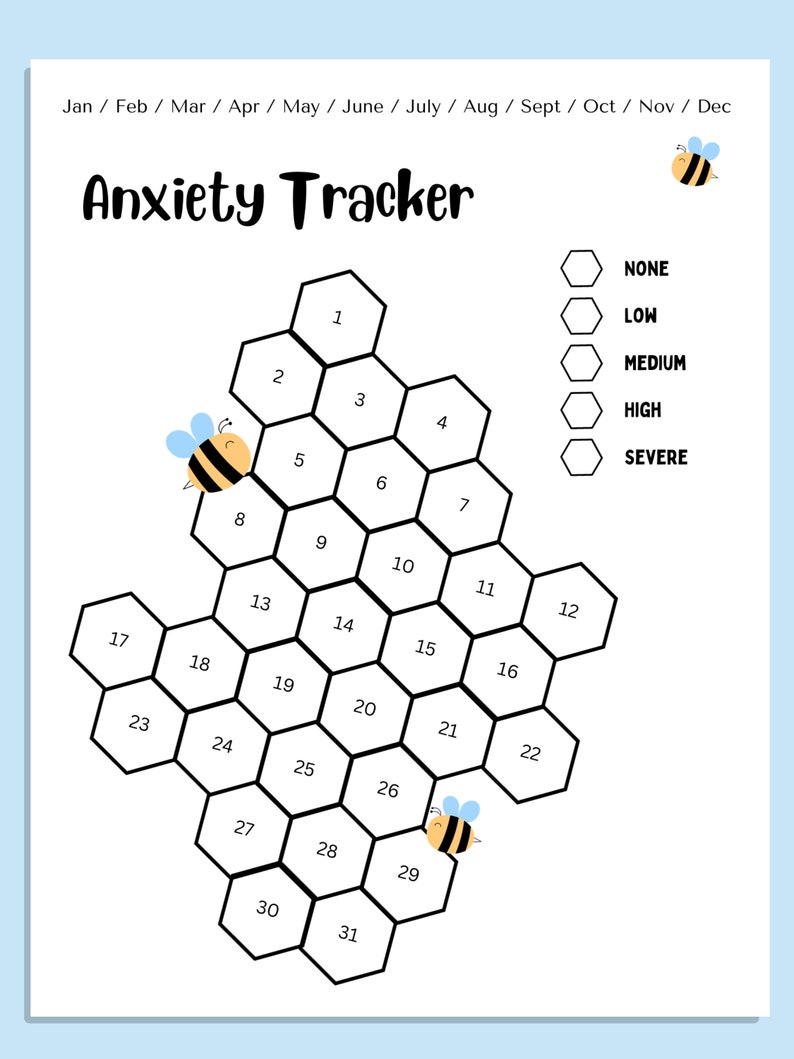 Anxiety Tracker for Kids Printable Template Track Daily - Etsy