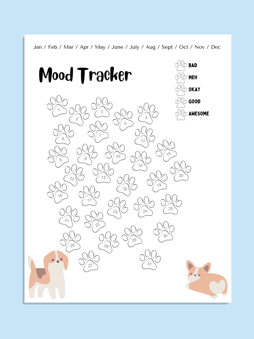 Mood Tracker for Kids Printable Template Track Daily Anxiety - Etsy