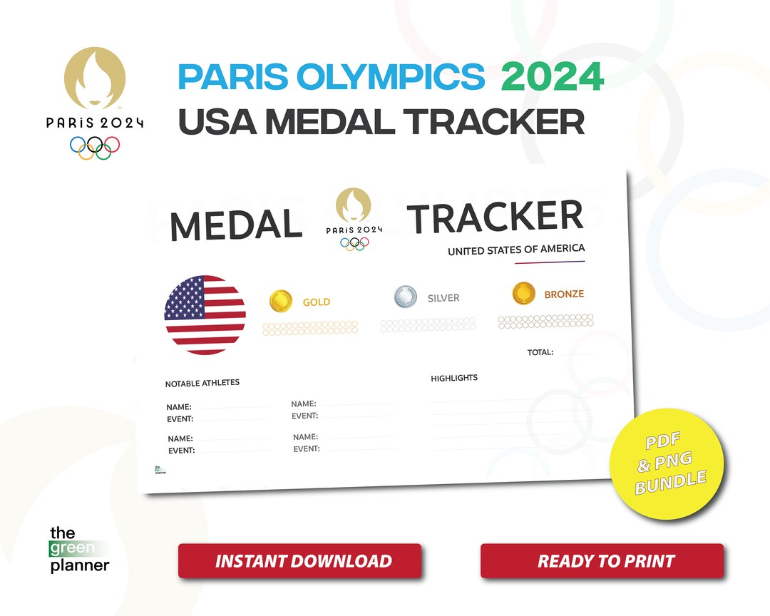 USA Medal Tracker Paris 2024 Olympics Printable Digital Download Png ...