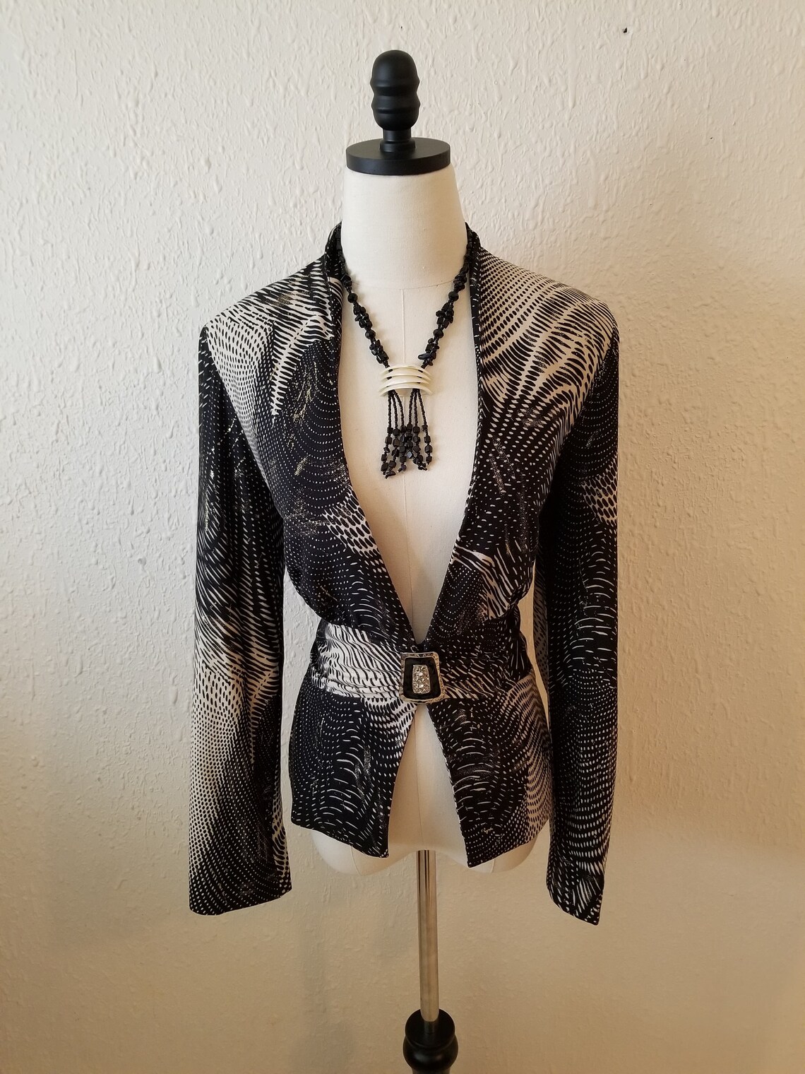 Patterned Blazer With Gold Thread Design - Etsy