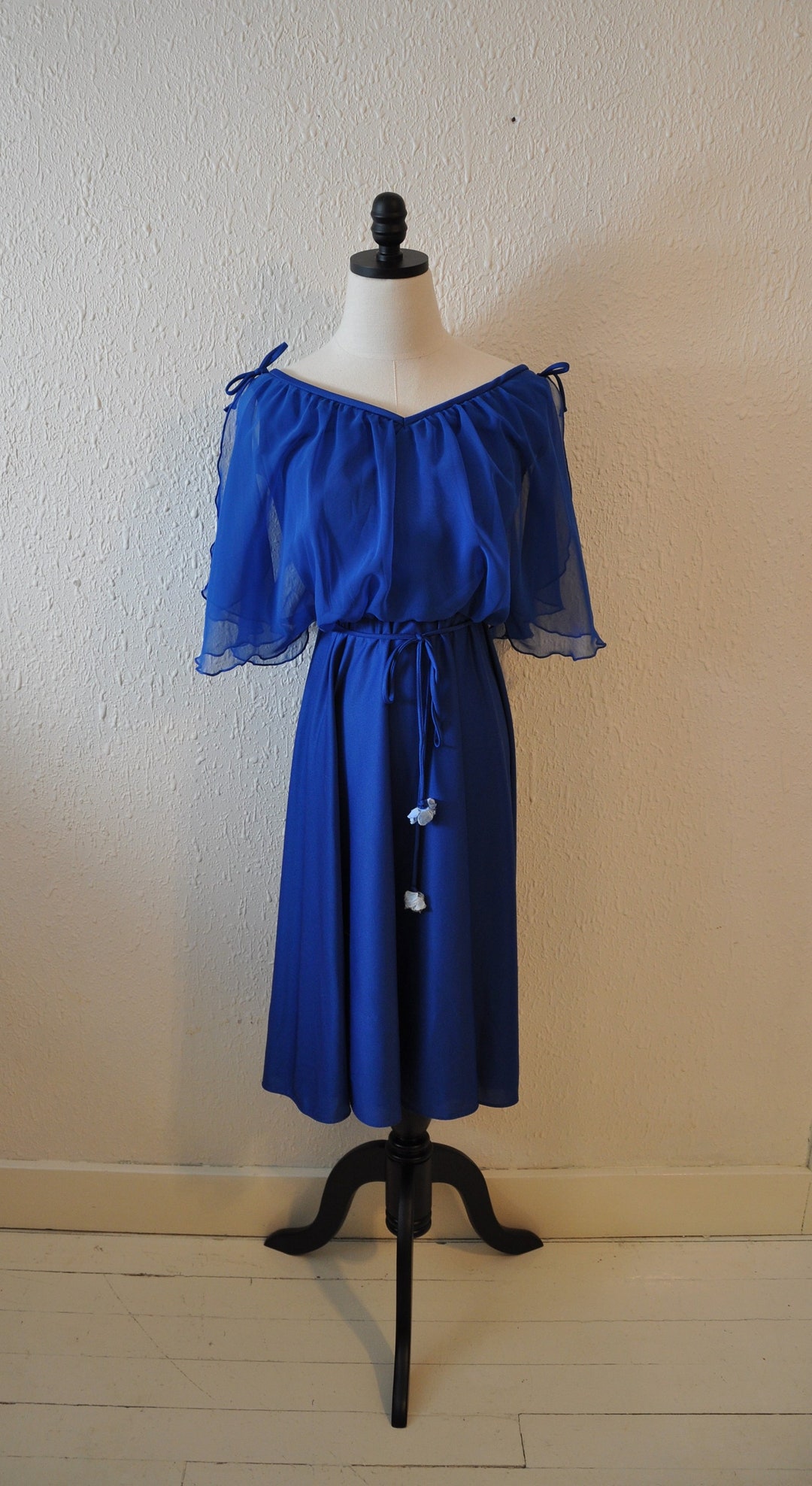 1970's Vintage Royal Blue Party Dress - Etsy