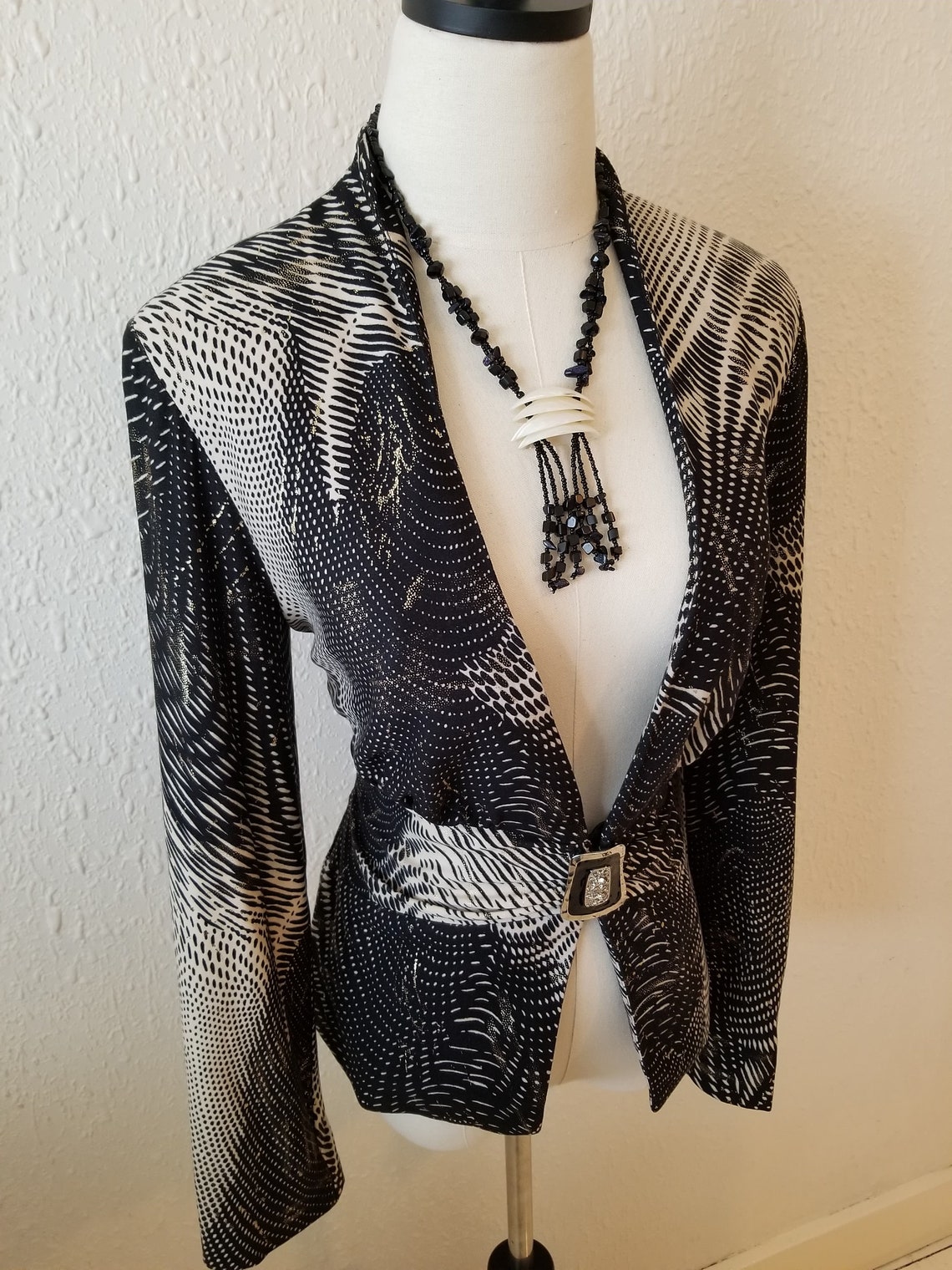 Patterned Blazer With Gold Thread Design - Etsy