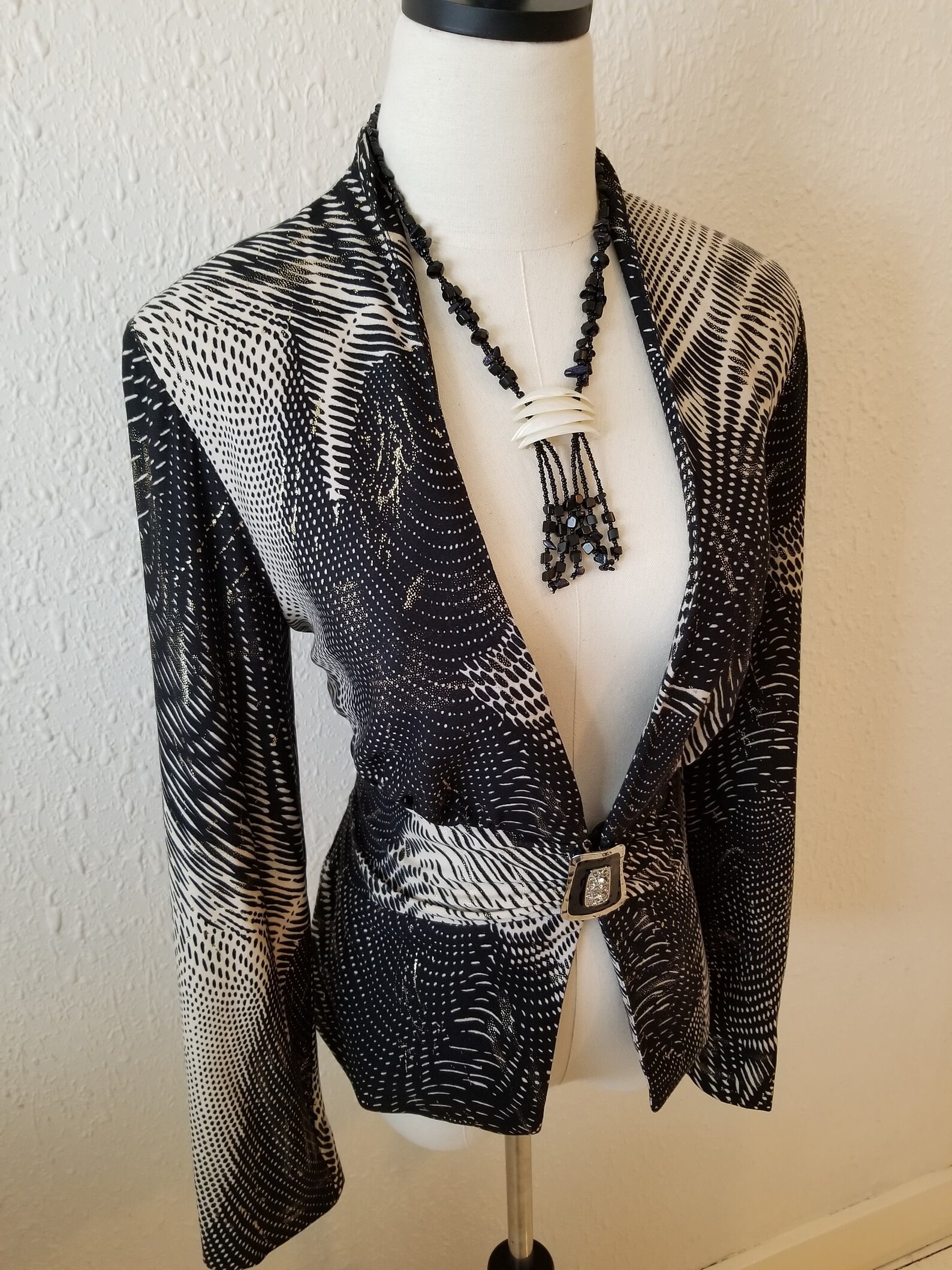 Patterned Blazer With Gold Thread Design - Etsy