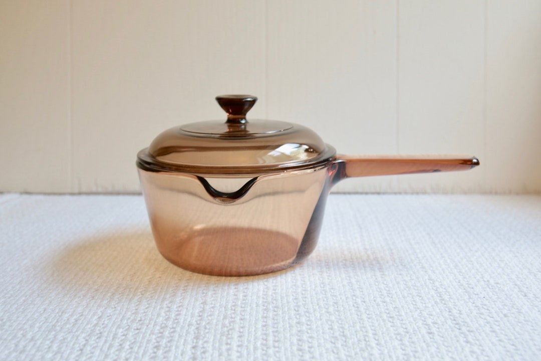 Vintage Amber Glass Pyrex Saucepan for Sauce, With Lid, Corning Vision ...