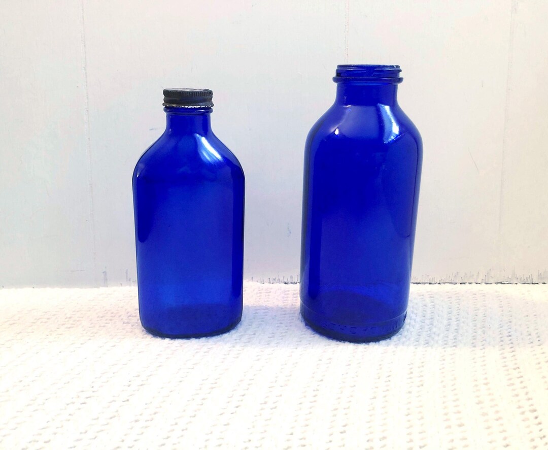 Vintage Blue Glass Pharmacy Bottles – Bromo-seltzer Emerson & Phillips ...