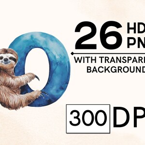 26 Sloth Png Sloth Clipart Sloth Alphabet Png Doodle Letters Animal ...