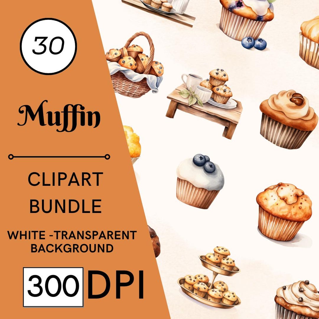 30 Muffin Clipart, Bakery Clipart, Breakfast Clipart, Baked Goods PNG, Blueberry Muffin PNG ...