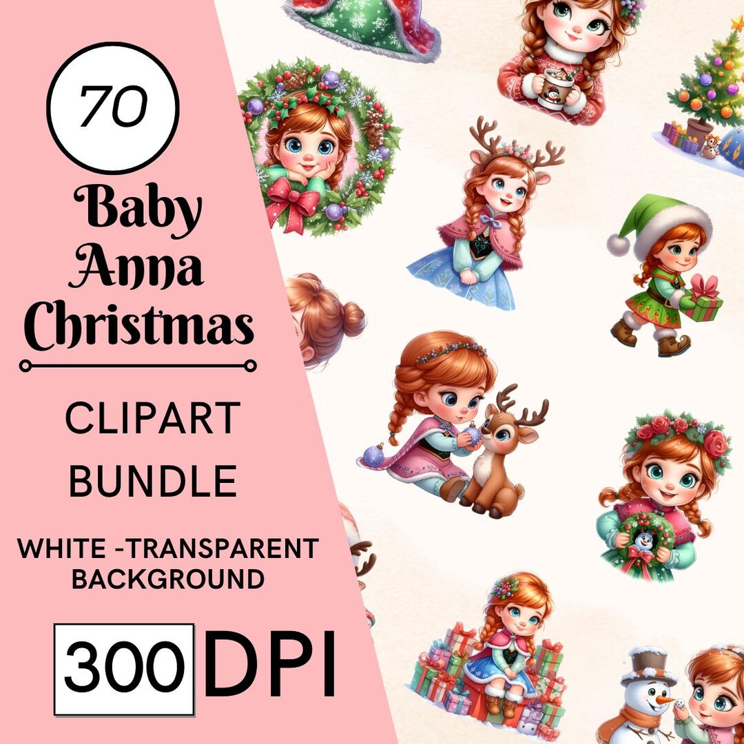 70 Baby Princess Anna Christmas Clipart, Watercolor Fairytale Images ...