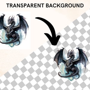 20 Watercolor Gothic Dragons Clipart, Dark Fantasy PNG Bundle, JPG ...